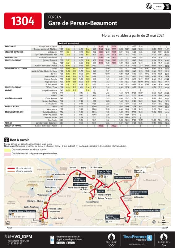 Nouveaux horaires lignes 1304 - Saint-Martin-du-Tertre